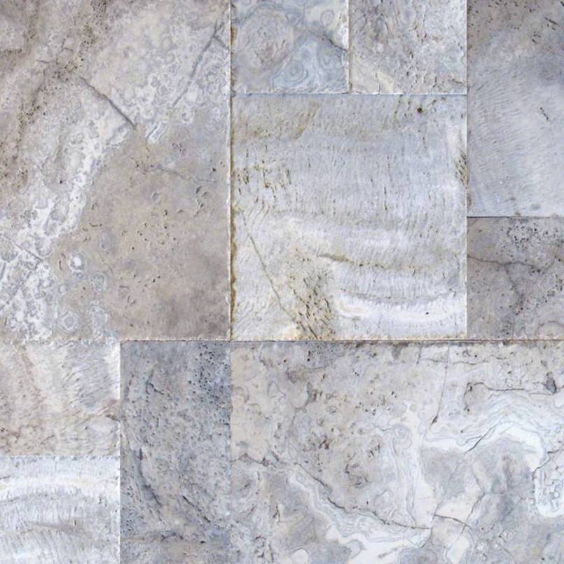 MSI Silver Tumbled Travertine Pattern Set Pavers