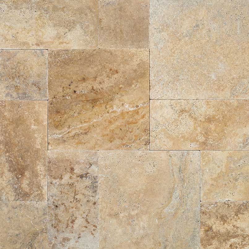 MSI Tuscany Porcini Tumbled Travertine Pattern Set Pavers