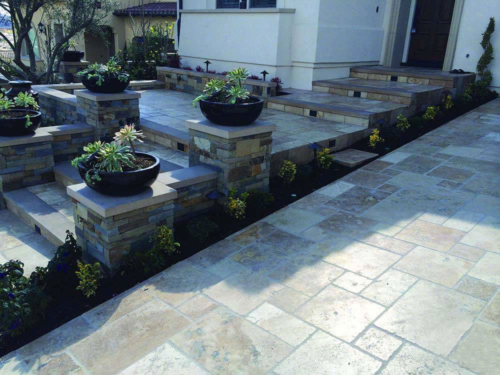 MSI Tuscany Porcini Tumbled Travertine Pattern Set Pavers