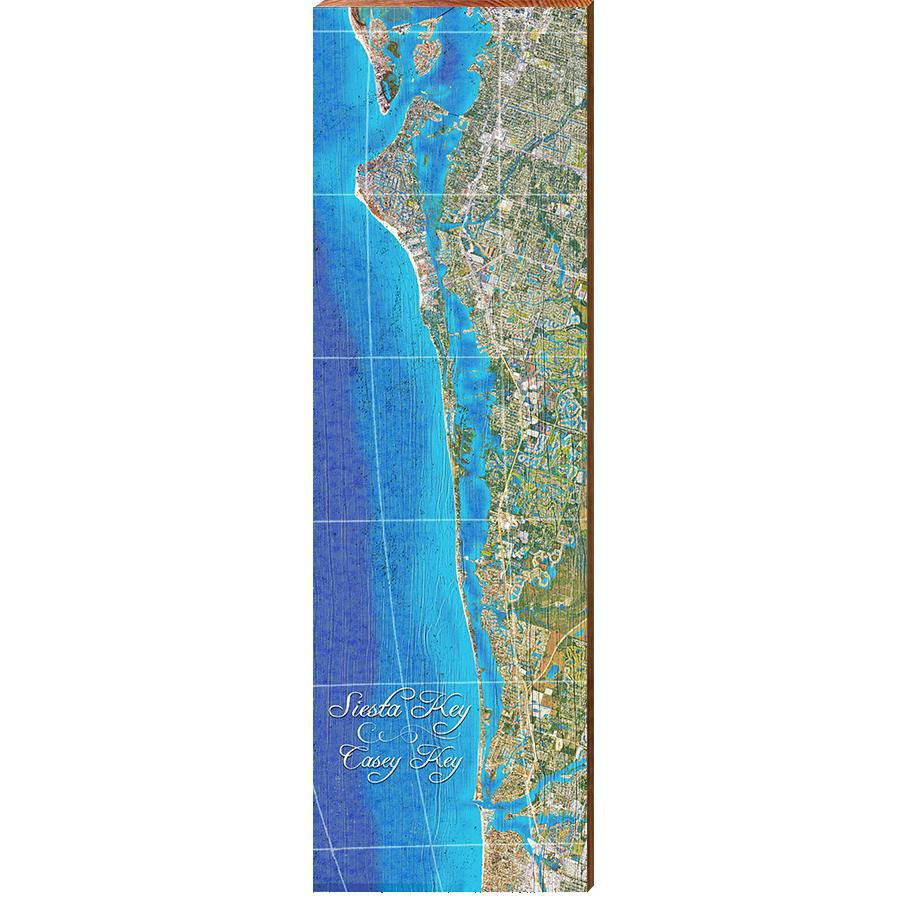 Siesta Key and Casey Key, Florida Satellite Styled Map Wall Art | Wall