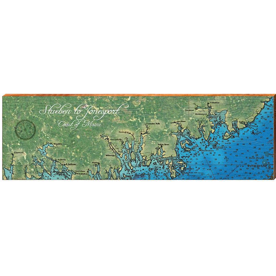 Steuben to Jonesport, Maine Topographical Styled Map Wall Art | Wall A