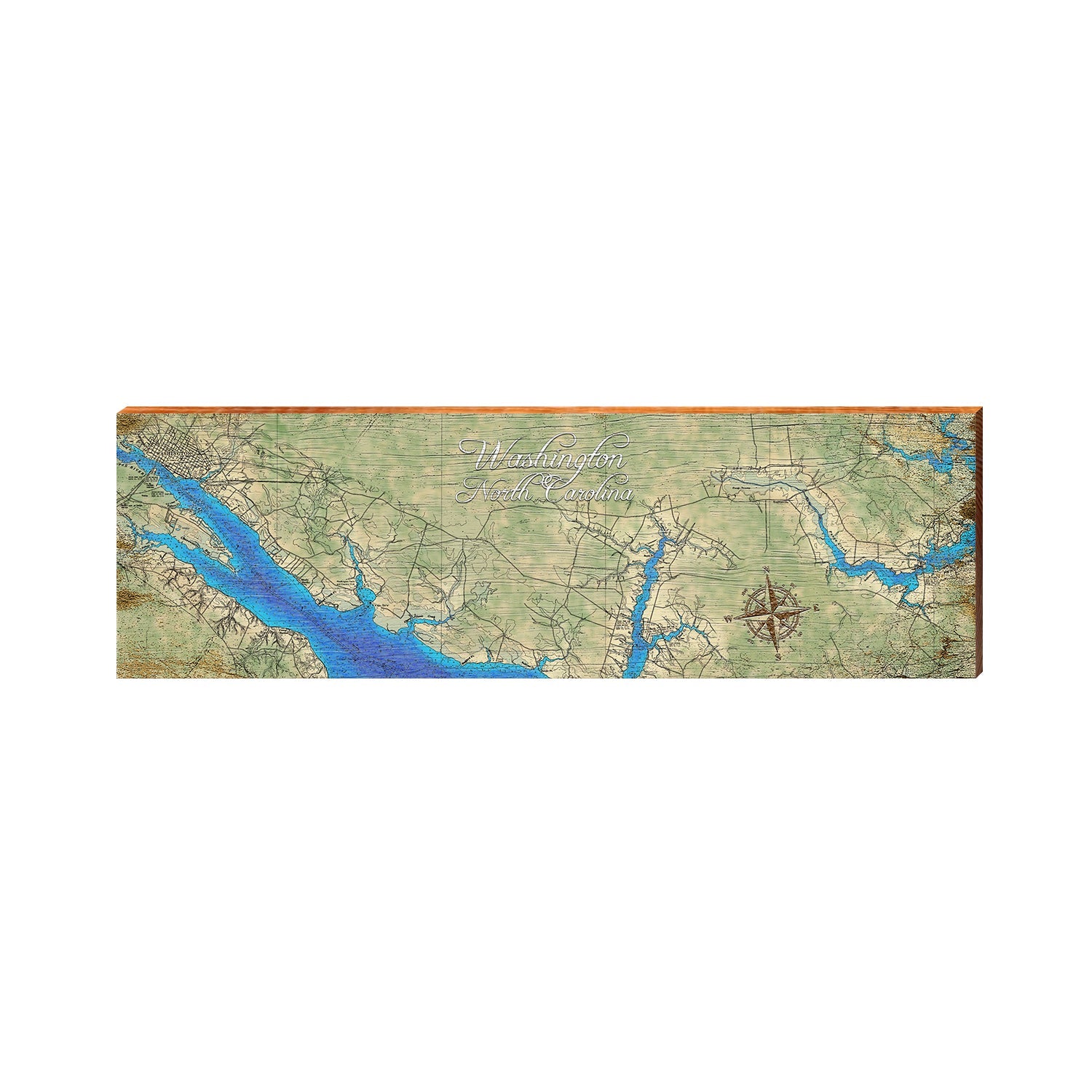 Washington, North Carolina Map Wooden Sign | Wall Art Print on Real Wo