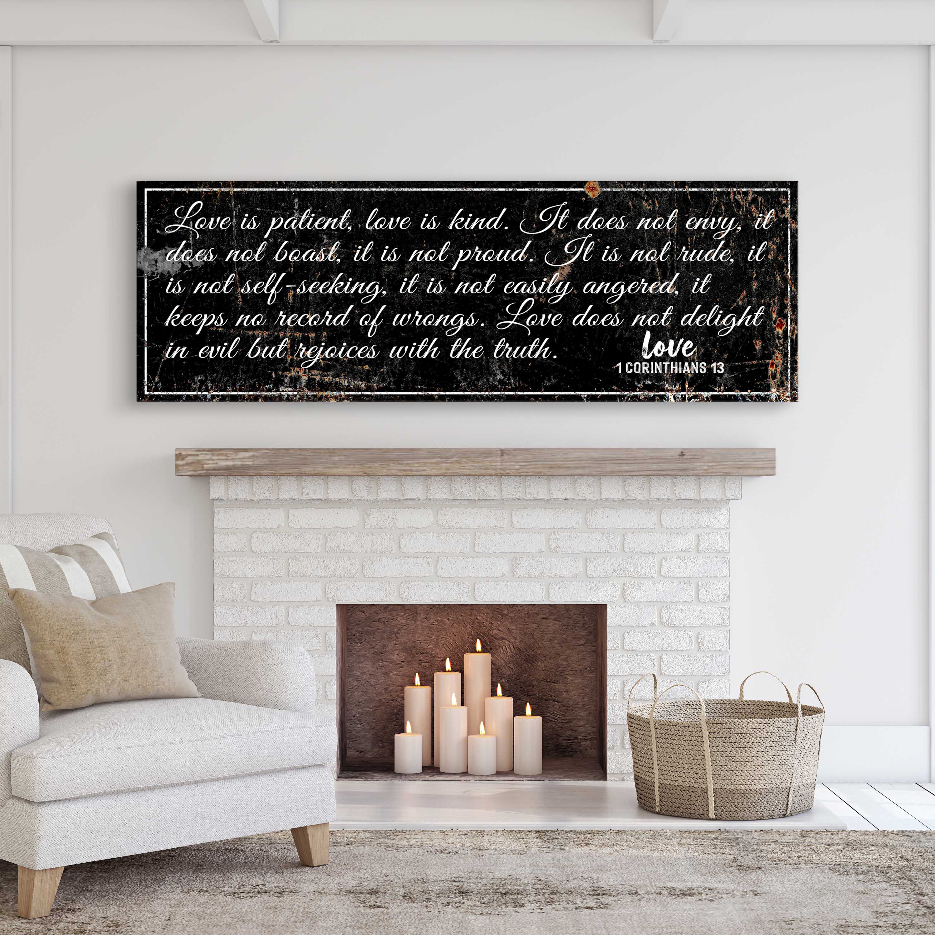 1 Corinthians 13: 'Love Is Patient' - Rustic Christian Wall Art, Relig