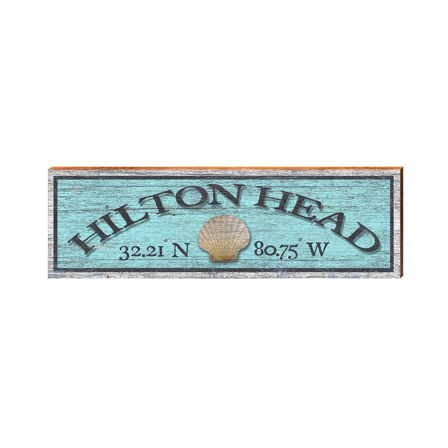 Hilton Head Shell Blue Latitude Longitude | Wall Art Print on Real Woo
