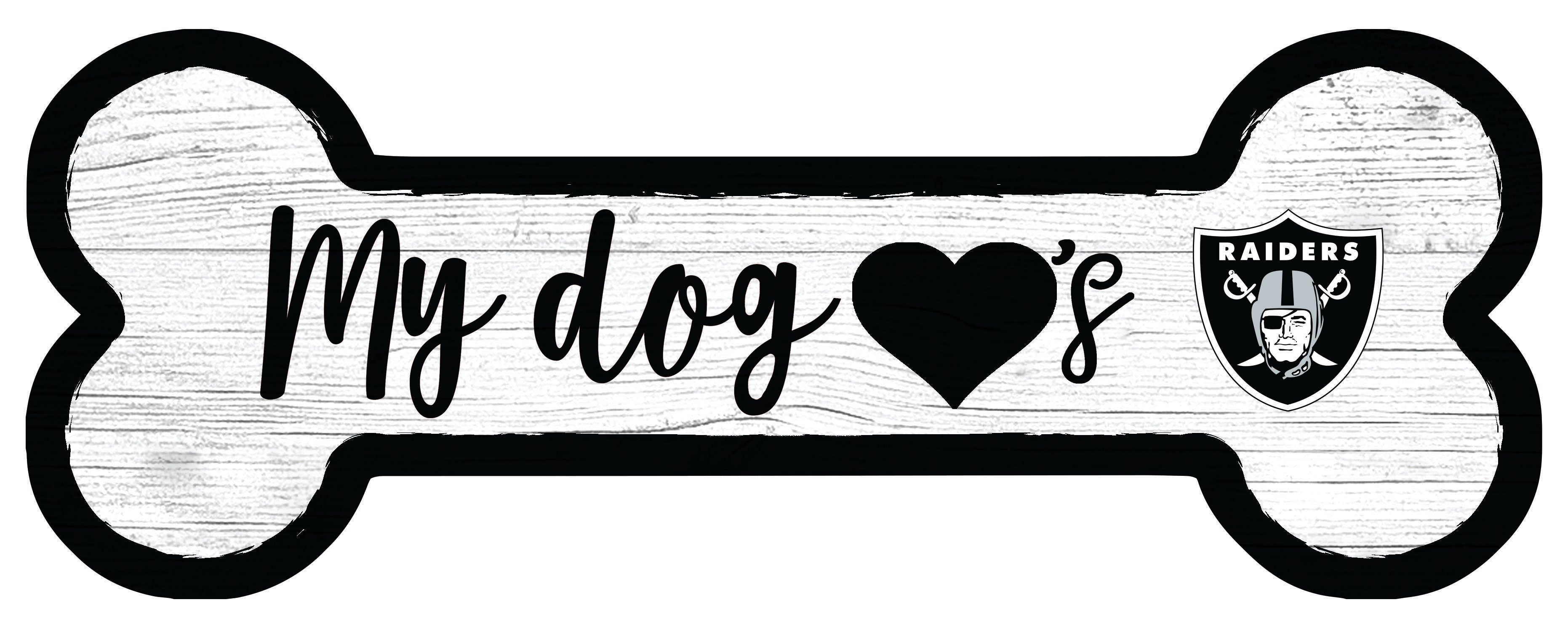 Las Vegas Raiders Football Dog Bone White Wooden Sign