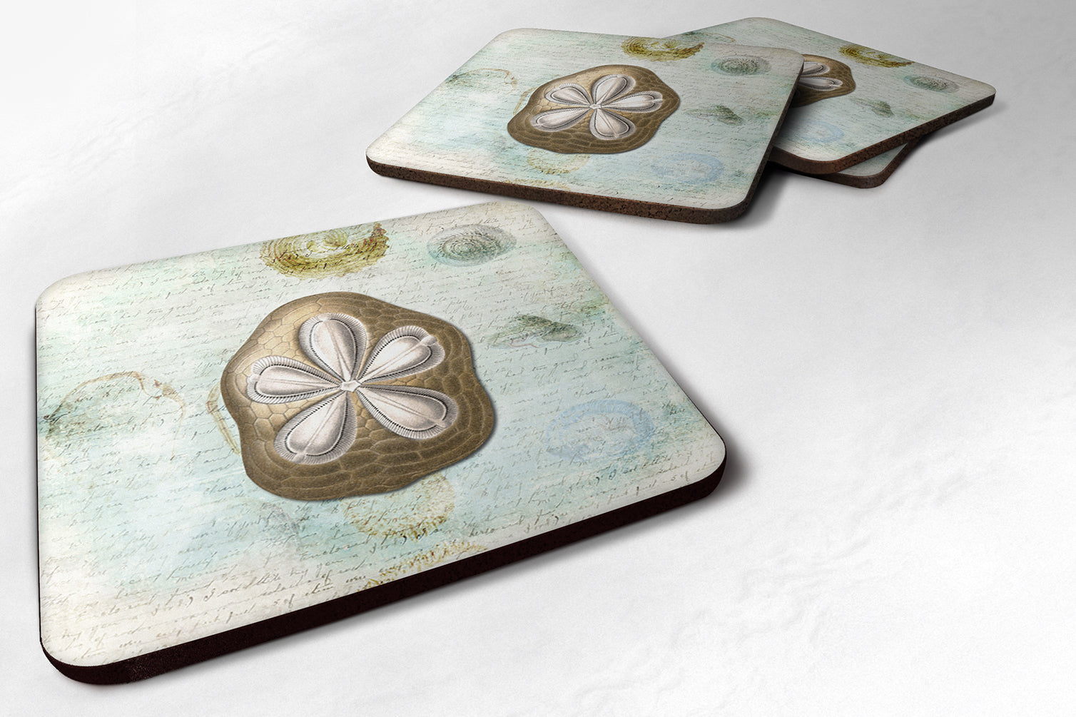 Sand Dollar Coasters - Set of 4 Lightweight Foam, Absorbent Drink Coas