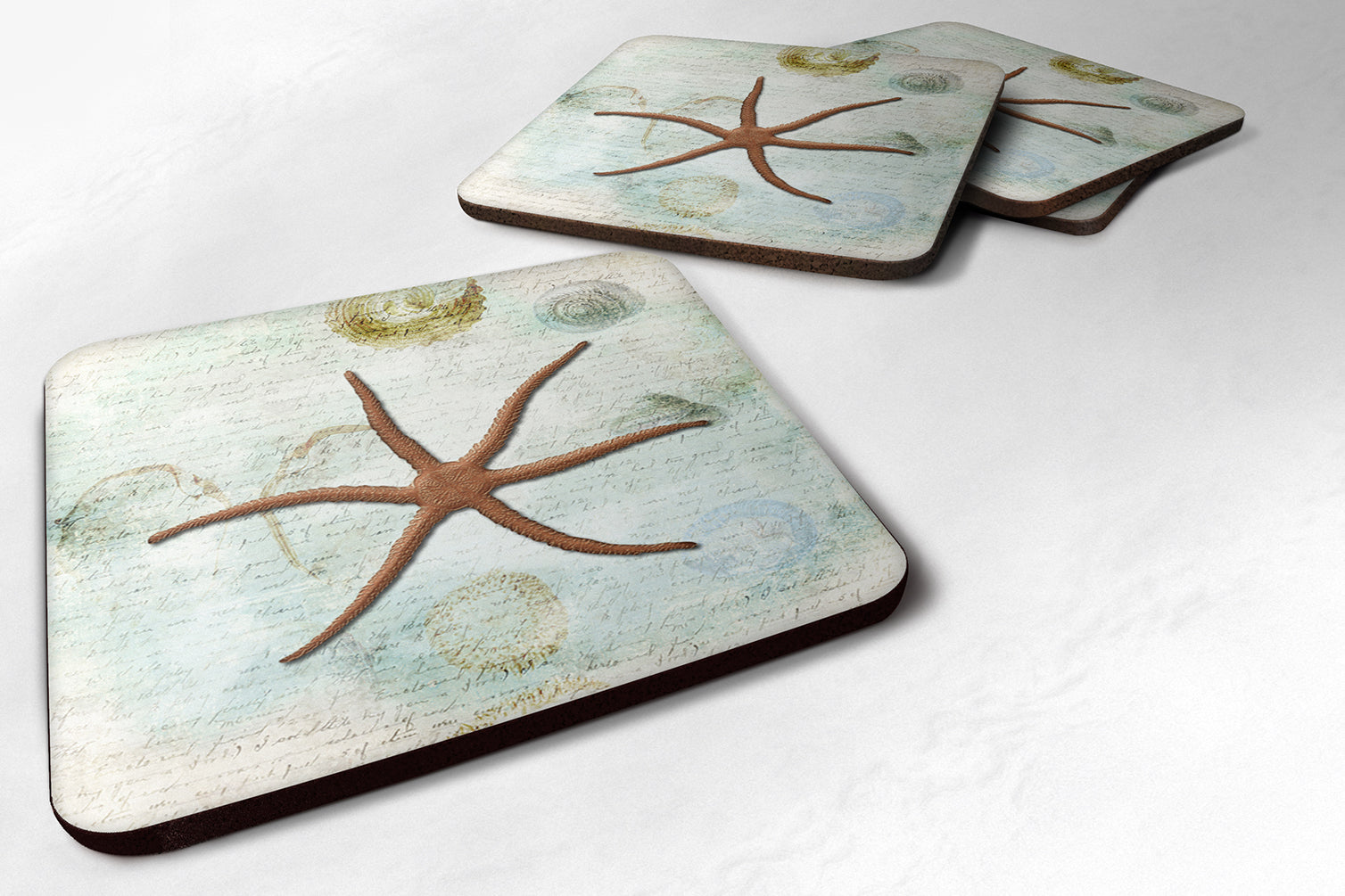 Starfish Coasters - Set of 4 Lightweight Foam, Absorbent Drink Coaster