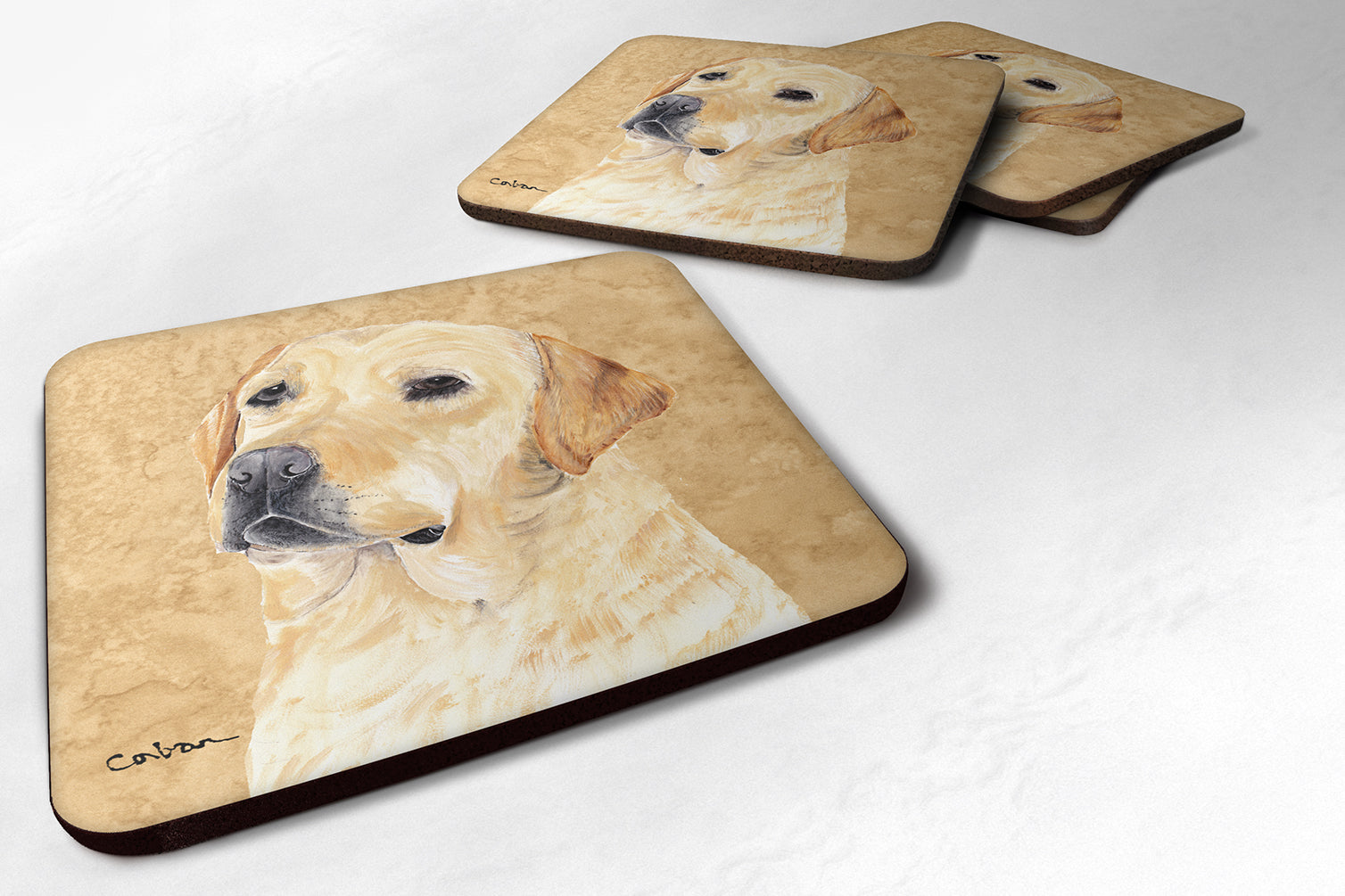 Labrador Coasters - Set of 4 Lightweight Foam, Absorbent Drink Coaster