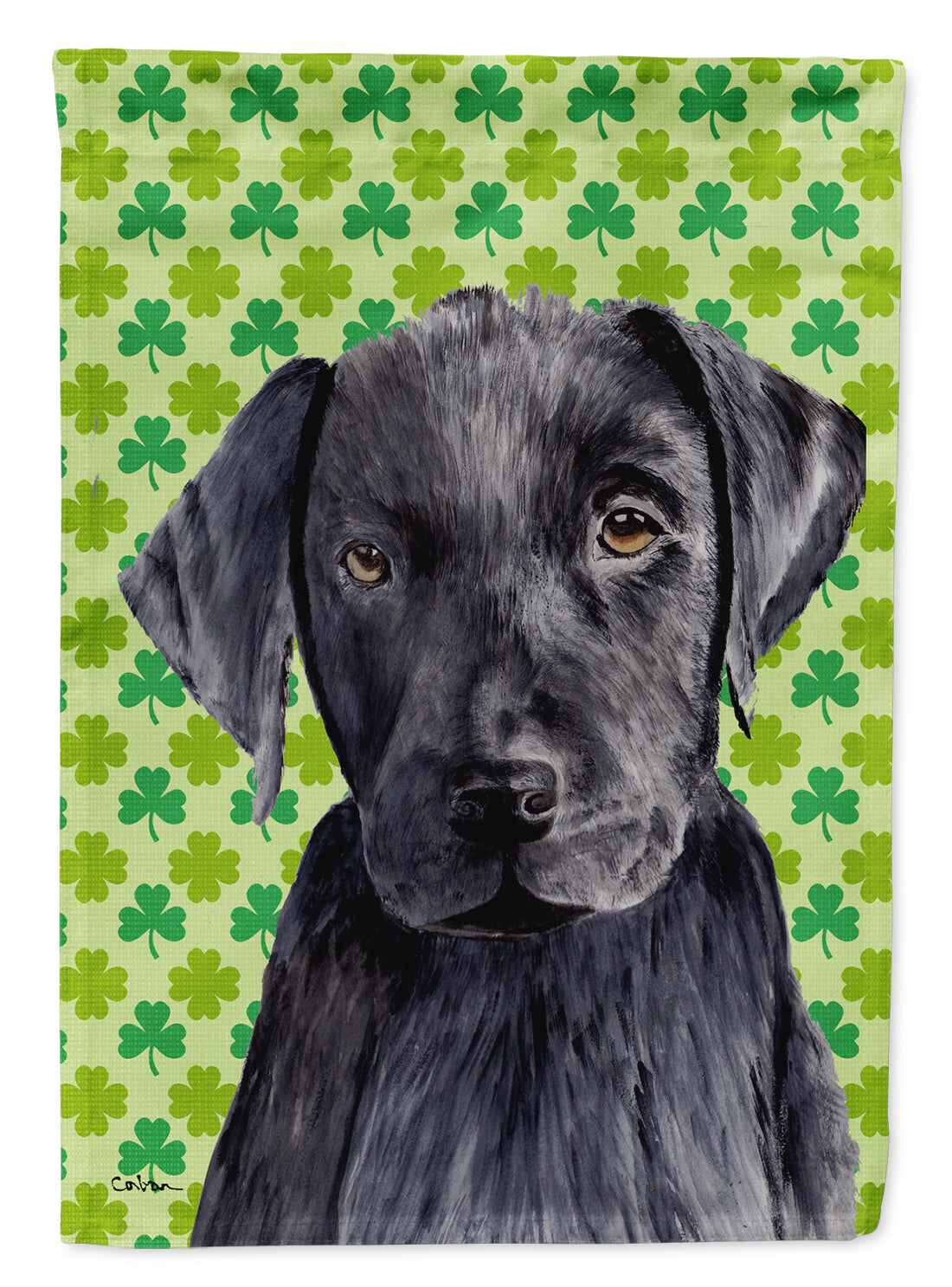 Labrador Black St. Patrick's Day Shamrock Portrait Garden Flag – Decor