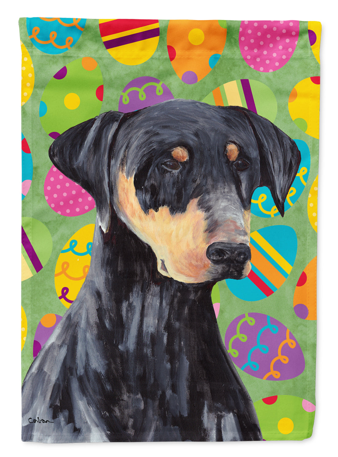 Doberman Easter Eggtravaganza Garden Flag - Outdoor Decorative Yard Fl