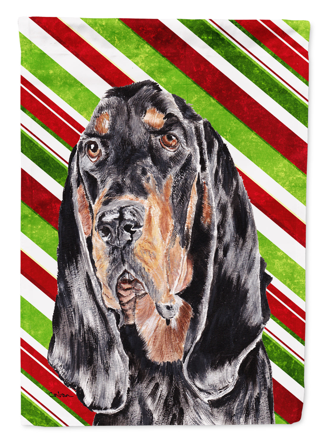 Coonhound Candy Cane Christmas Garden Flag – Decorative Outdoor Yard F