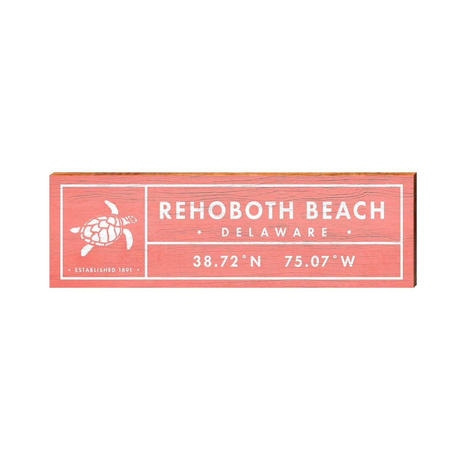Rehoboth Beach, Delaware Wooden Coral Welcome Sign w/ Sea Turtle | Wal