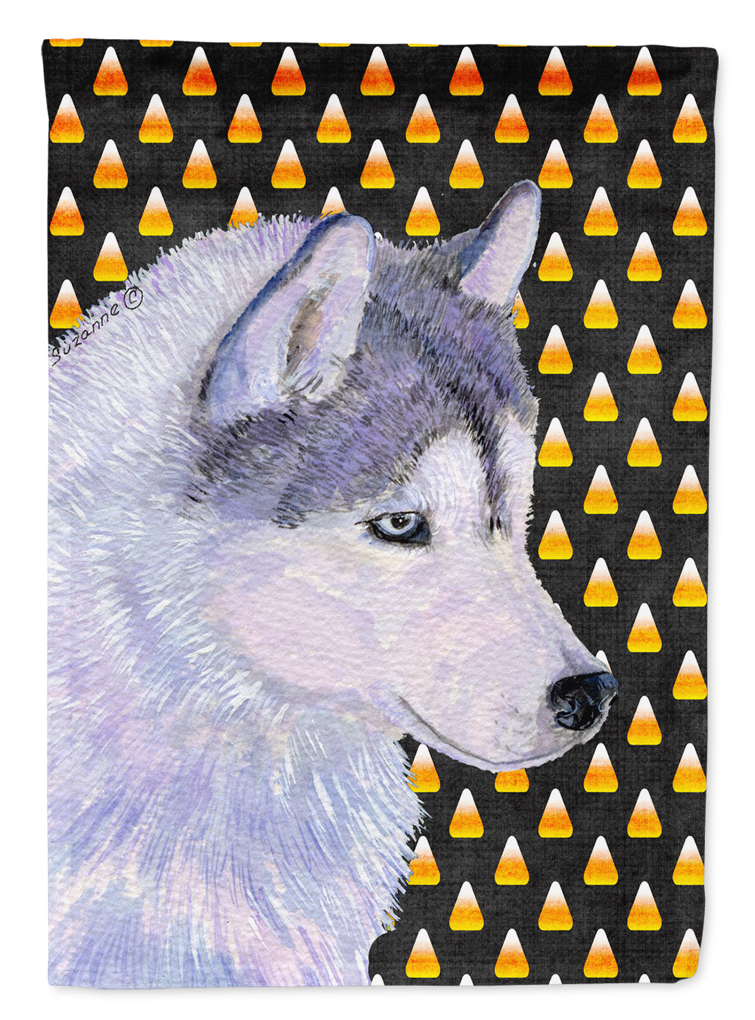 Siberian Husky Candy Corn Halloween Portrait Flag Canvas House Size