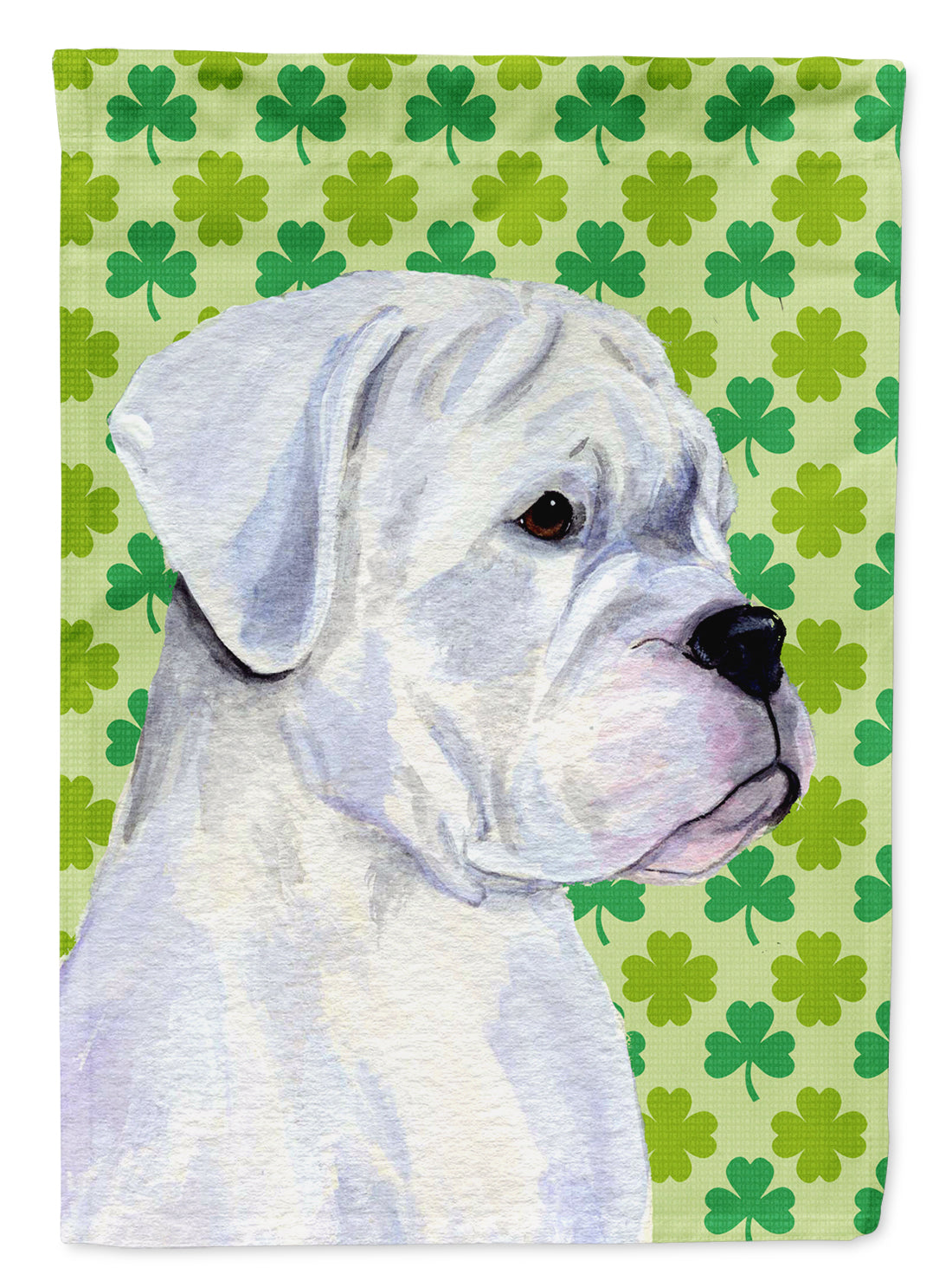 Boxer St. Patrick's Day Shamrock Portrait Garden Flag – Decorative Out