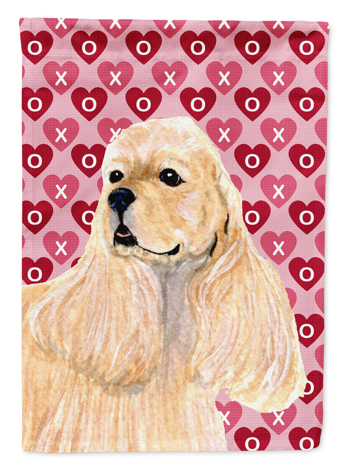 Cocker Spaniel Hearts Love and Valentine's Day Portrait Flag Canvas Ho