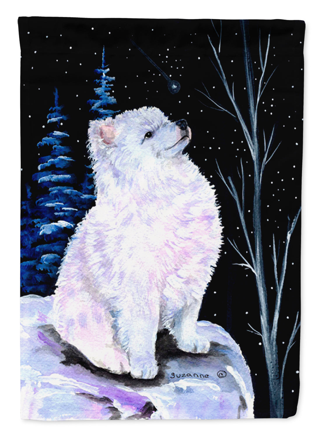 Starry Night American Eskimo Flag Canvas House Size
