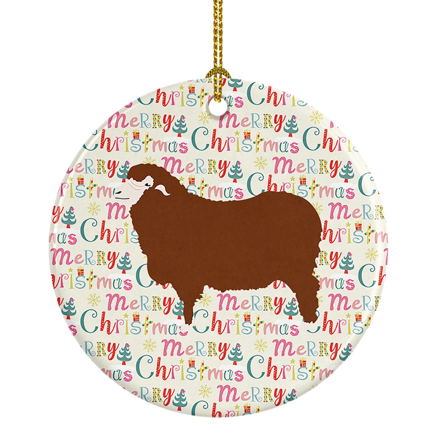 Merino Sheep Christmas Ceramic Ornament