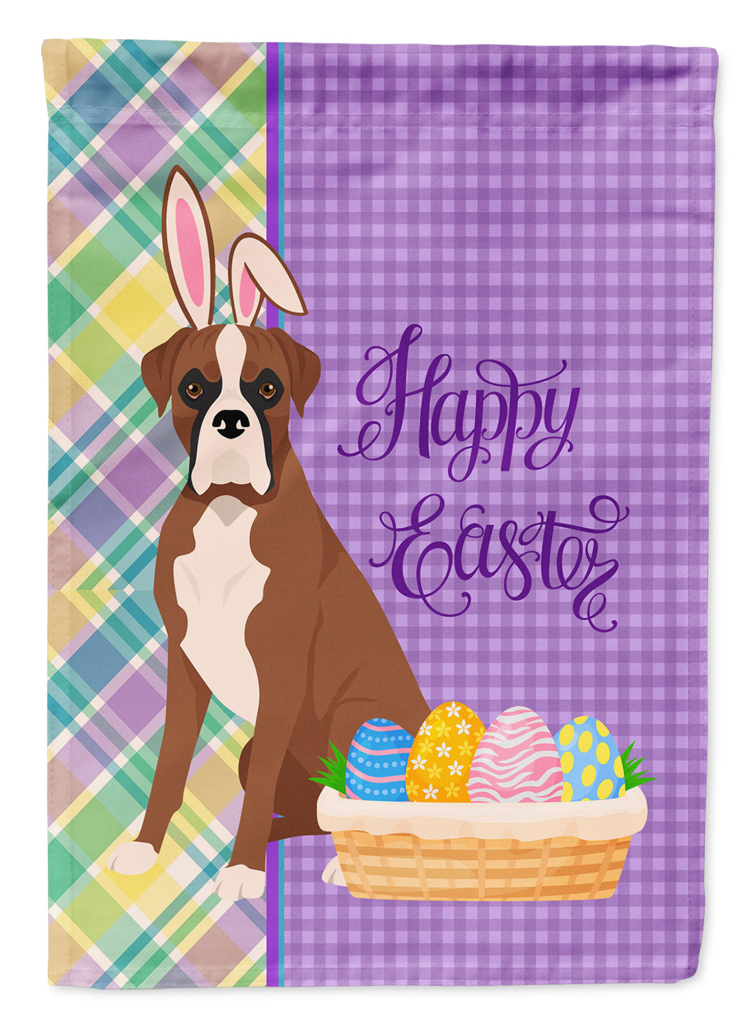 Natural Eared Red Fawn Boxer Easter Garden Flag – Decorative Outdoor Y