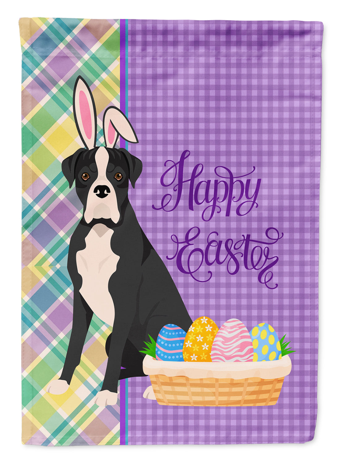Natural Eared Black Boxer Easter Garden Flag – Decorative Outdoor Yard
