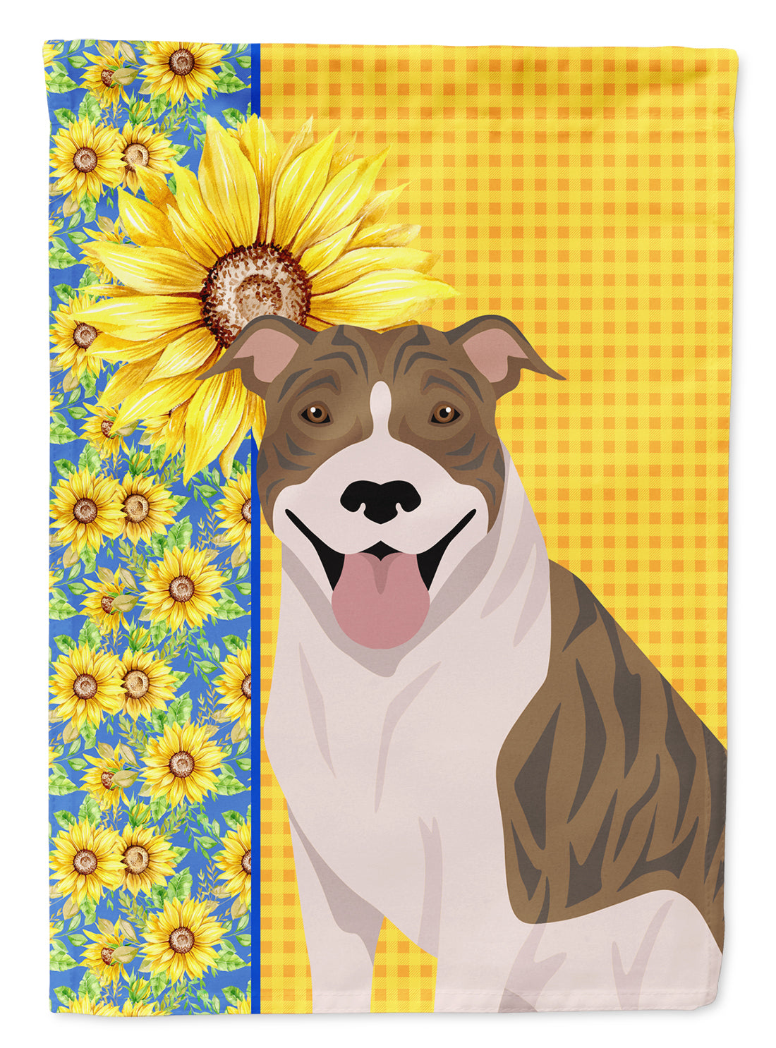 Summer Sunflowers Fawn Brindle Pit Bull Terrier Garden Flag – Decorati