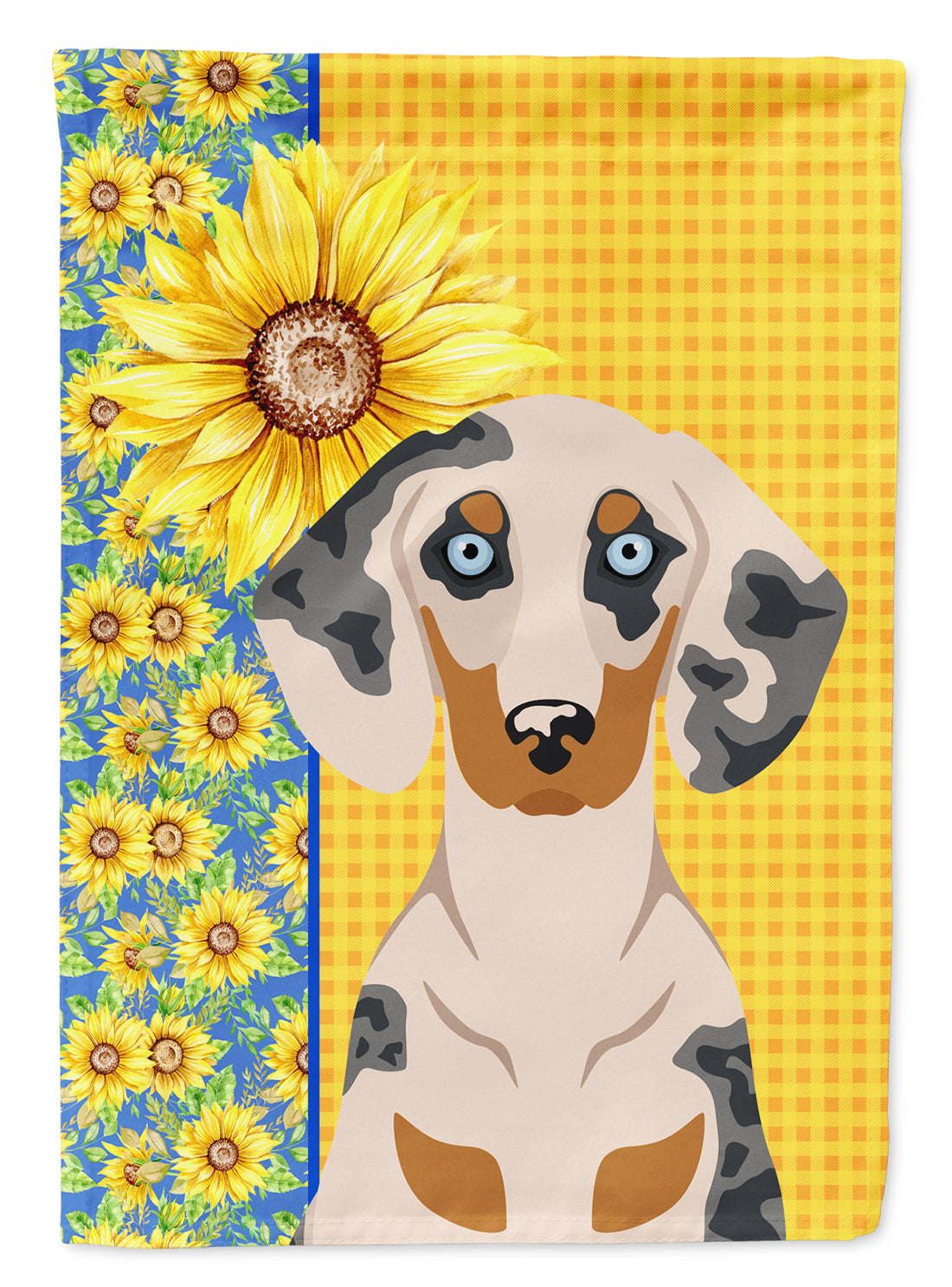 Summer Sunflowers Cream Dapple Dachshund Garden Flag – Decorative Outd