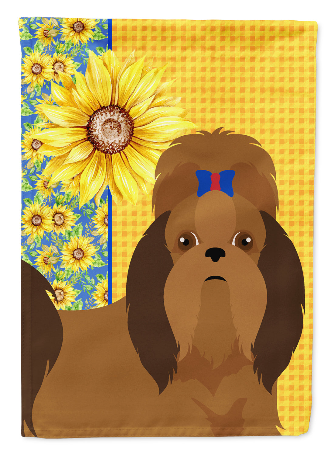 Summer Sunflowers Red Shih Tzu Garden Flag – Decorative Outdoor Yard F