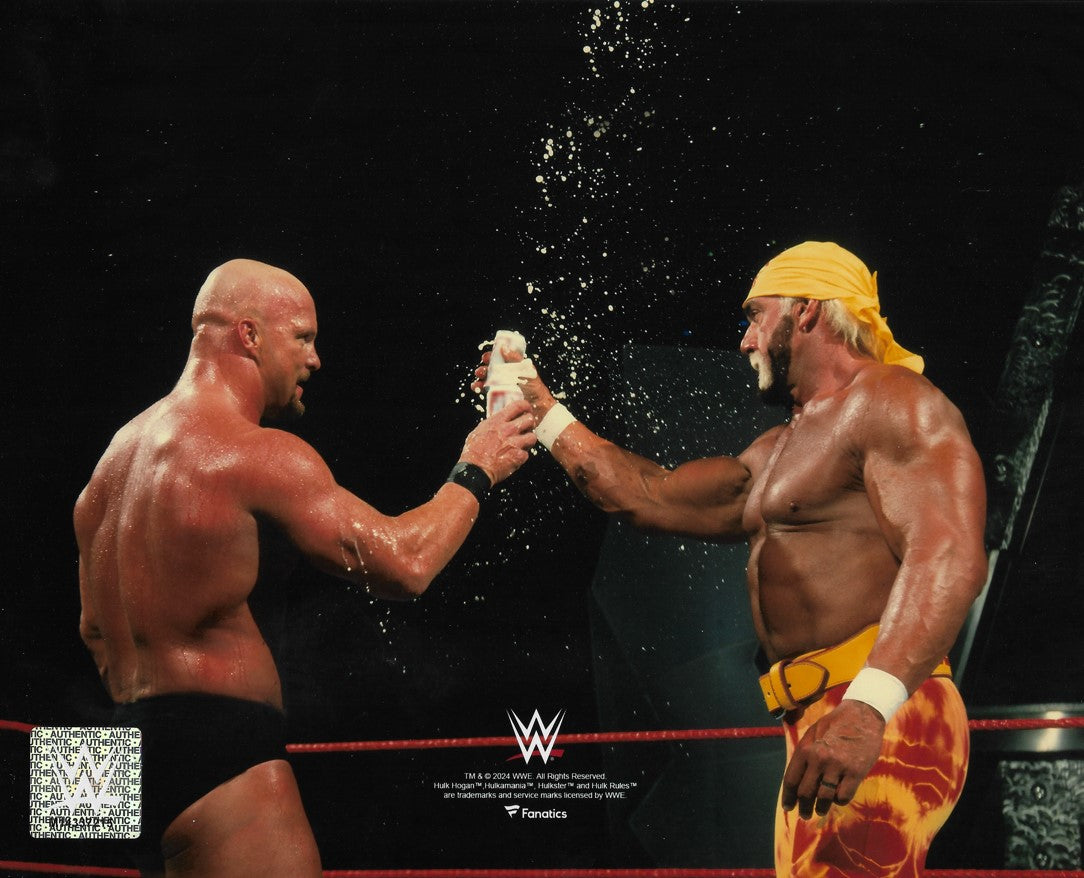 Stone Cold Steve Austin & Hulk Hogan Toast in the Ring 8" x 10" WWE Wr