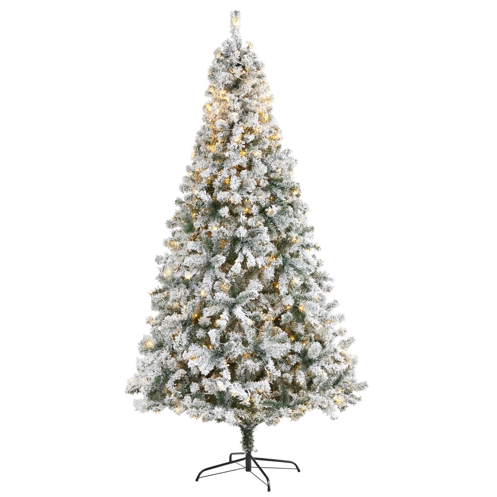 8' Flocked Rock Springs Spruce Artificial Christmas Tree with 500 Clea