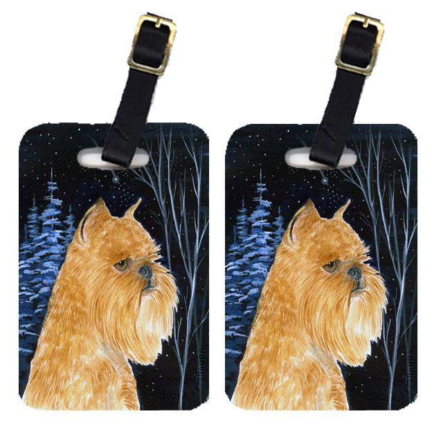 Starry Night Brussels Griffon Luggage Tags – Set of 2 Durable Bag Tags