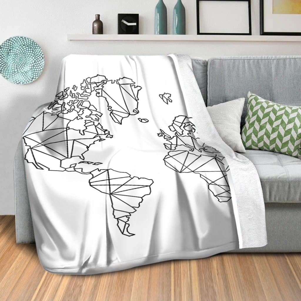 Geometric World Map Blanket