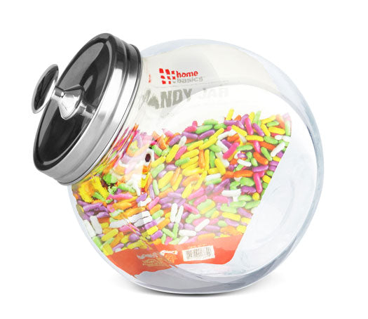 Home Basics Medium 57.48 oz. Round Glass Medium Candy Storage Jar with