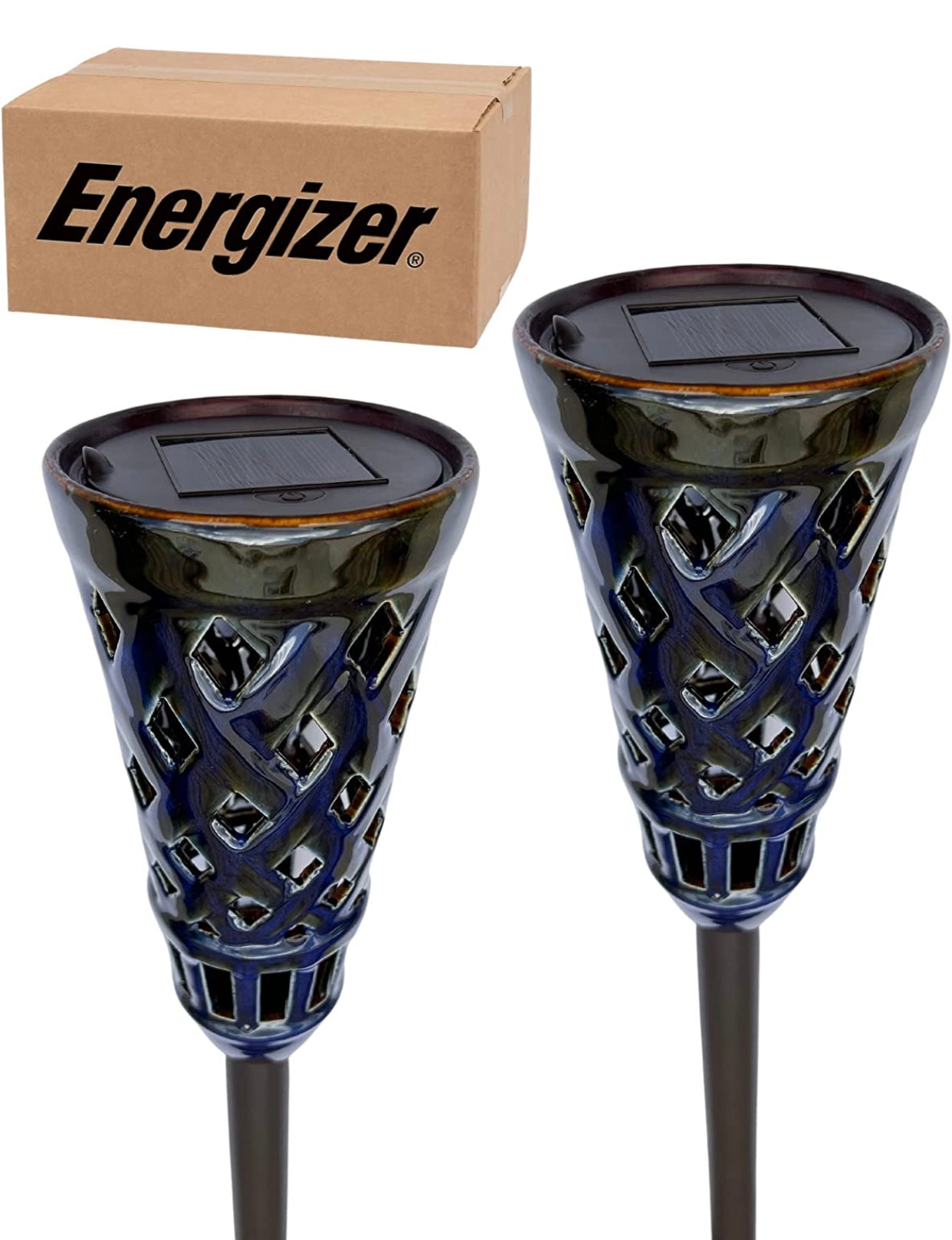 Energizer LED Ceramic Solar Tiki Torch Lights Dancing Lights Outdoor W