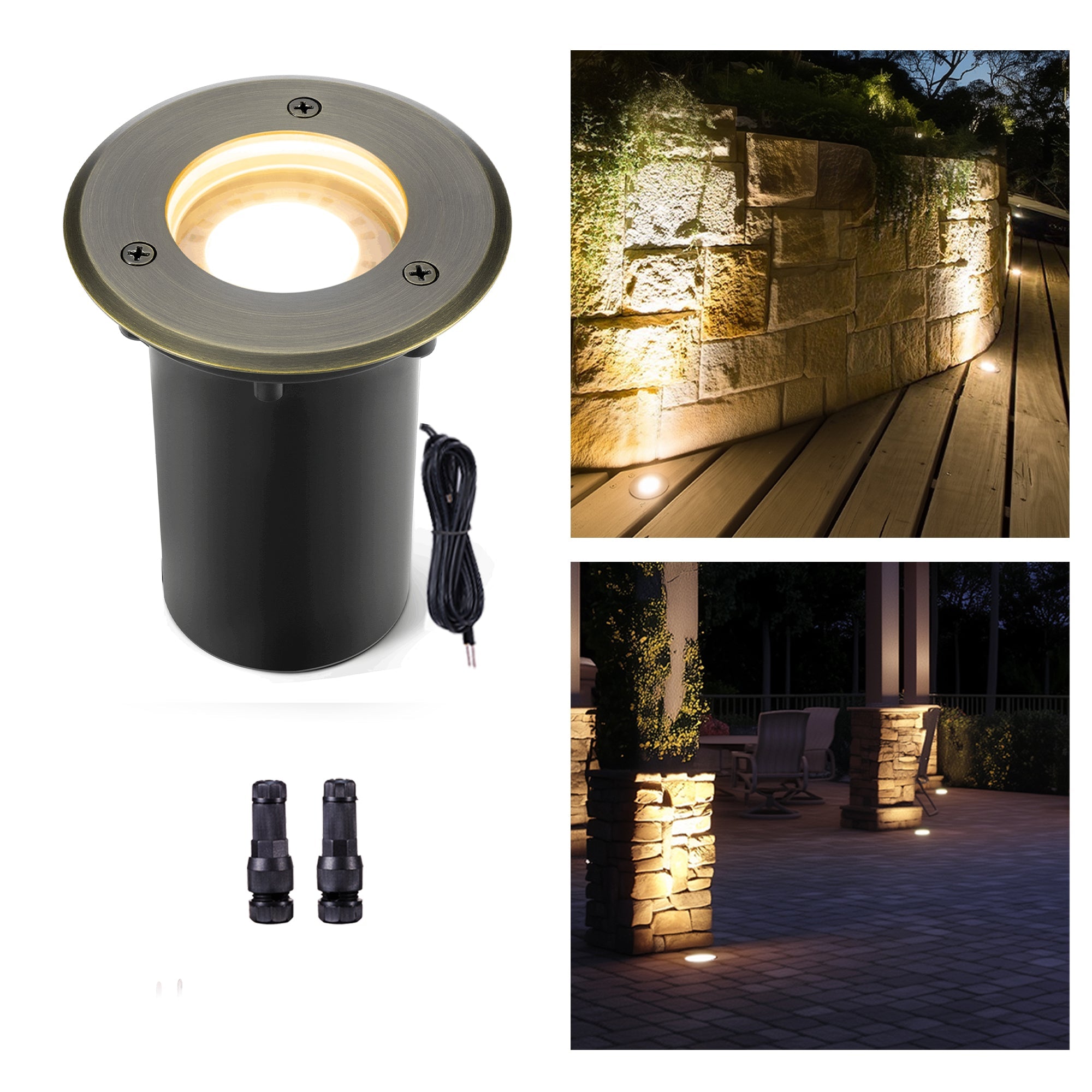 Brass In-ground Well Lights, Low Voltage IP65 Waterproof 12V LED Outdo