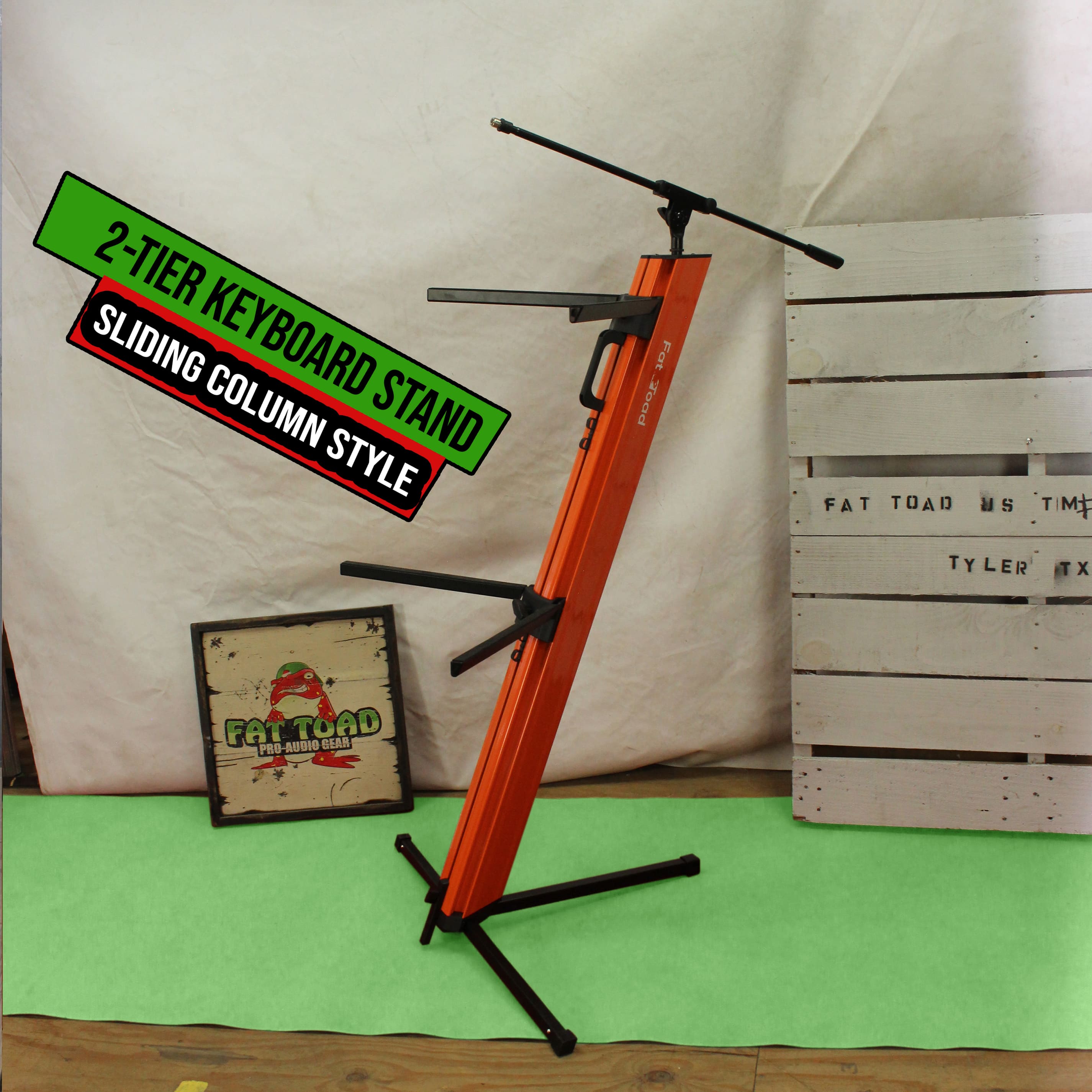 FAT TOAD 2-Tier Column Keyboard Stand with Mic Boom Arm Adapter (Slidi