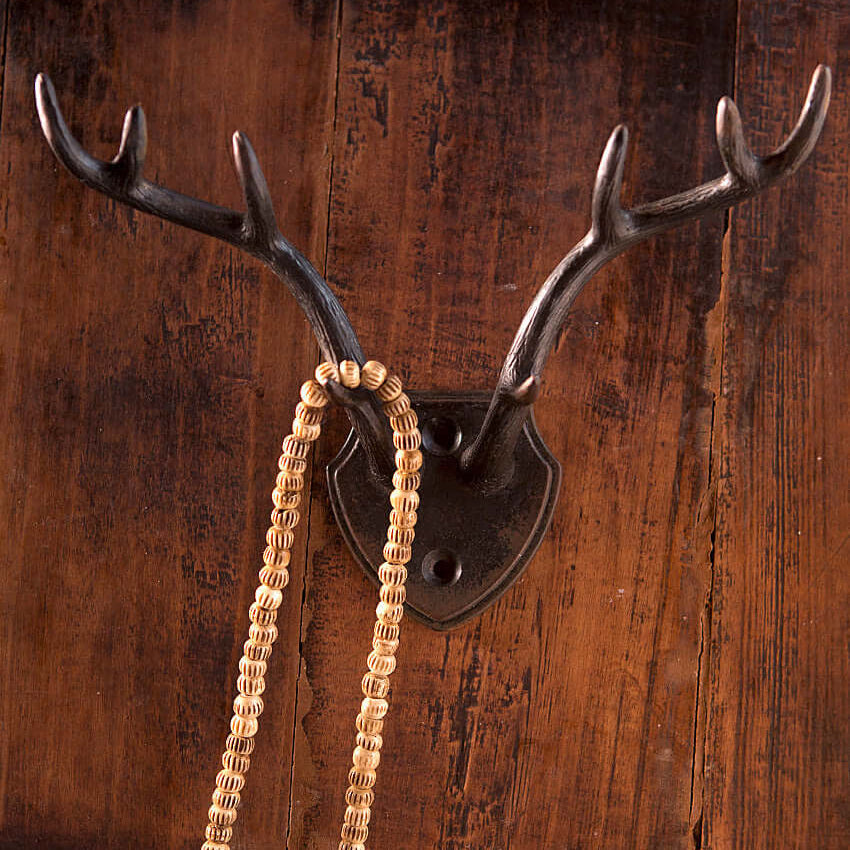 Rustic Antler Wall Hook with Shield Backplate