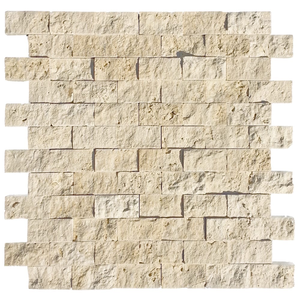 Travertine Classic Beige Split Face Mosaic Tile