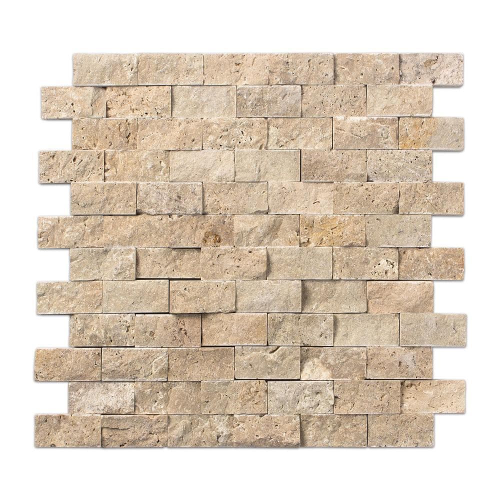 Beige Rustic Split Face Travertine Mosaics
