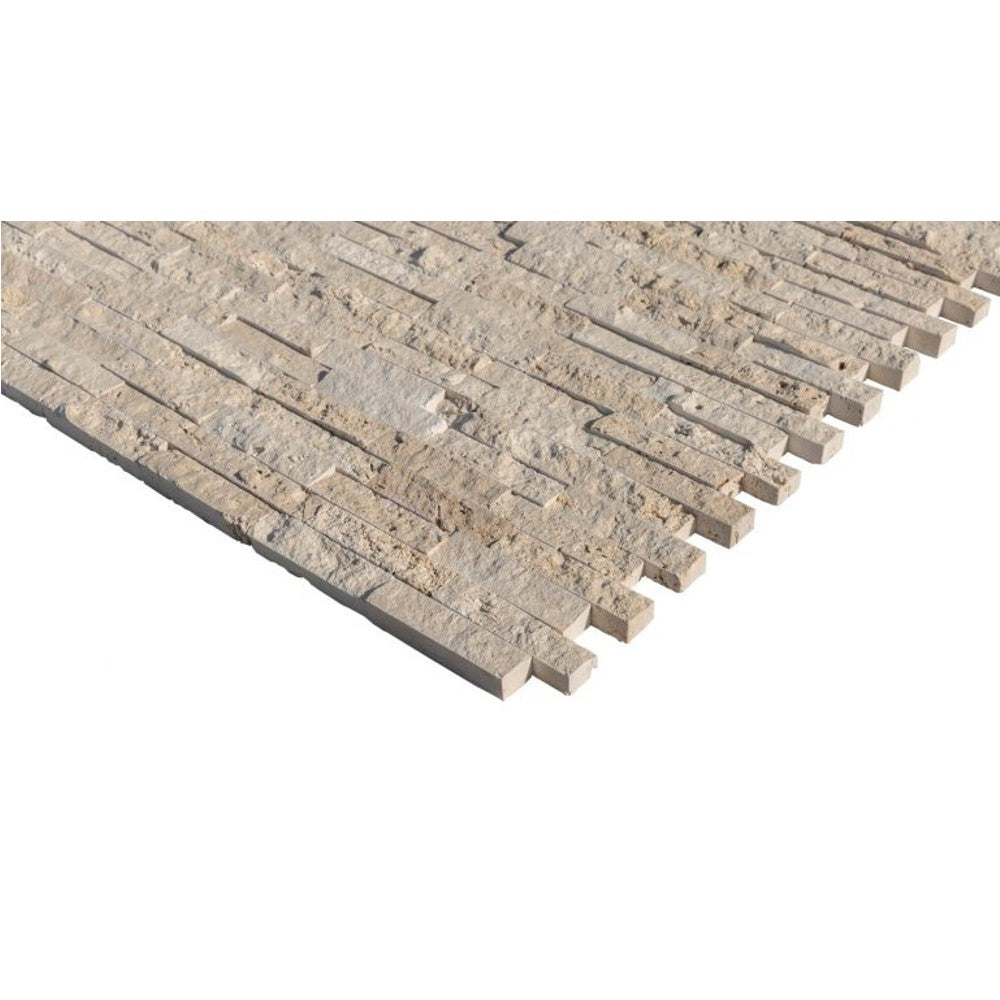 Light Beige Travertine Split Face Stone Siding Mosaic Tiles