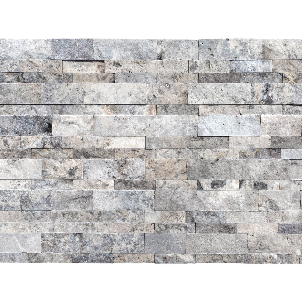 Silver Travertine Split Face Stone Siding Ledger Panel